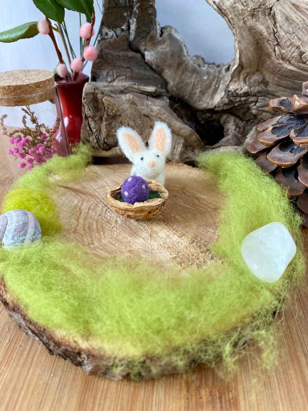 Easter Nest Bunny Easter Egg Bunny Flower Child Felt Animal Seasonal Table Waldorf Felt ...