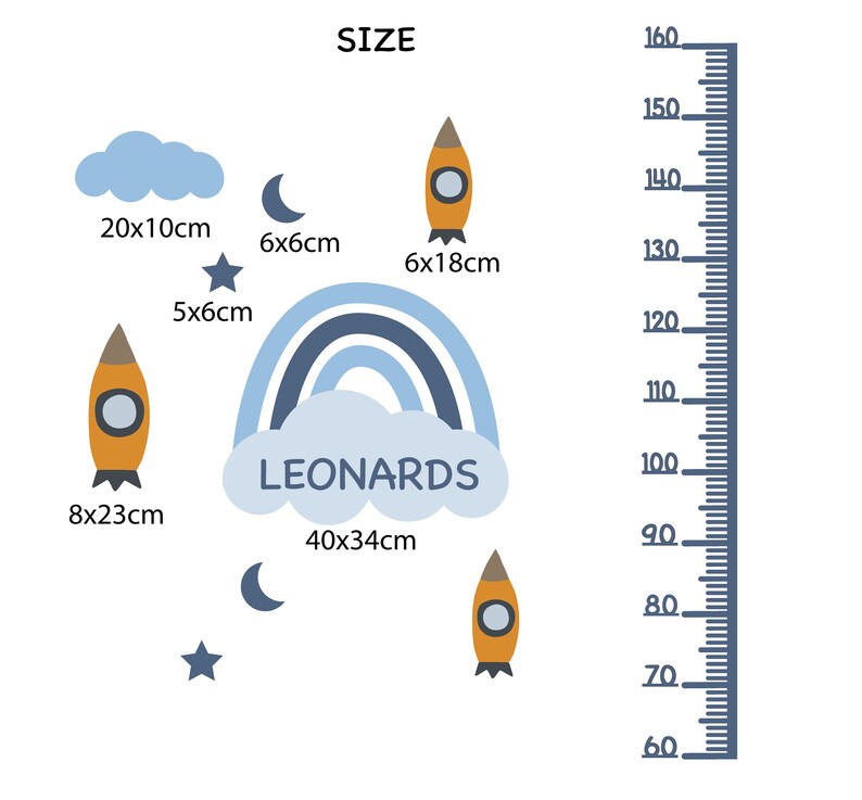 Custom Height Meter Wall Decal Personalised Height Chart - Etsy