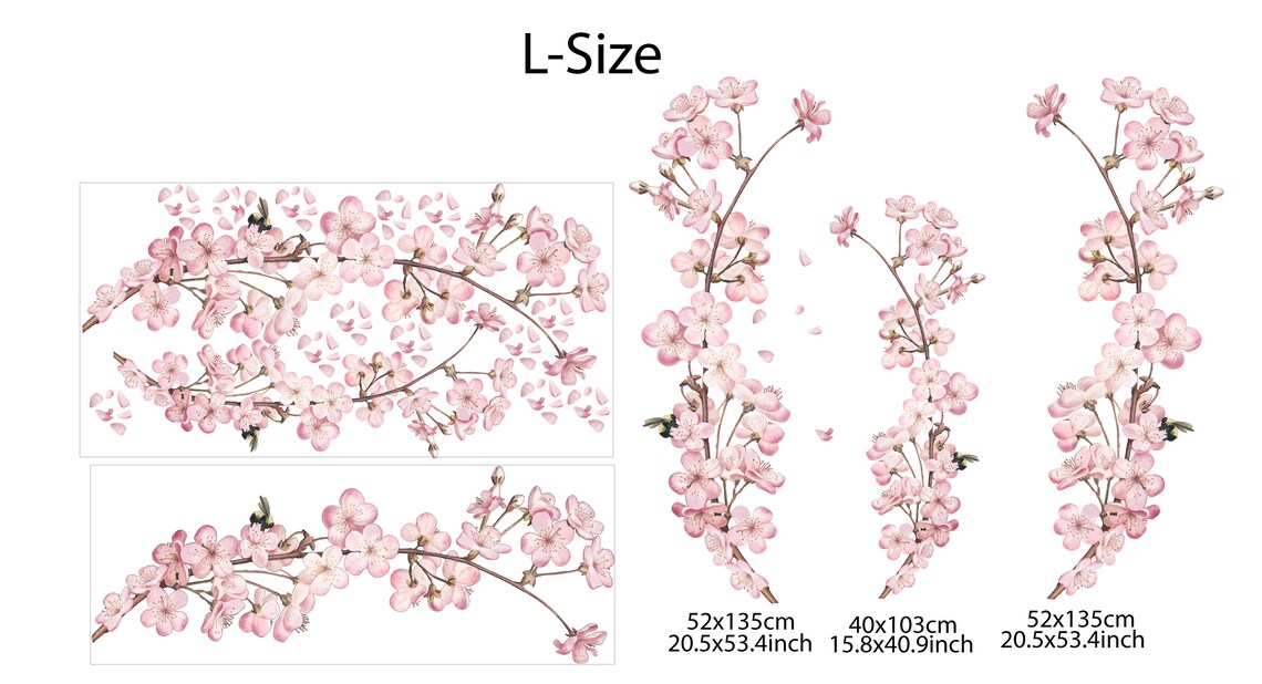 Large Sakura Wall Decals Cherry Blossom Wall Stickers Pastel - Etsy