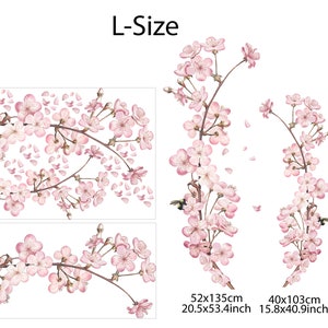 Large Sakura Wall Decals, Cherry Blossom Wall Stickers, Pastel Pink ...