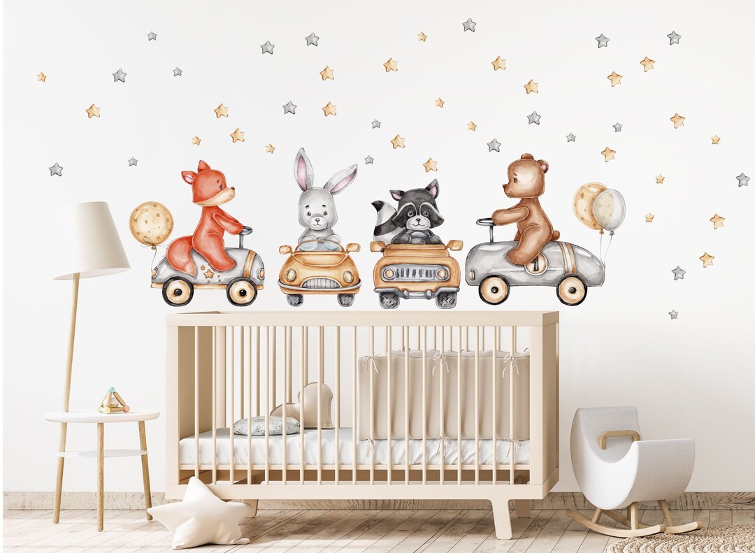 Cute Animals Nursery Wall Decal, Forest Animals Decals in Large Sizes ...