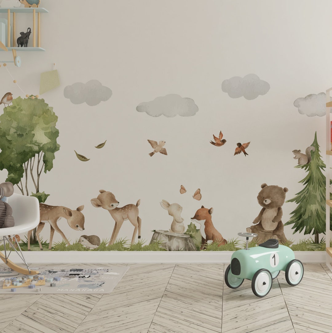 Cute Forest Animals Nursery Wall Decals, Woodland Animals Wall Sticker ...