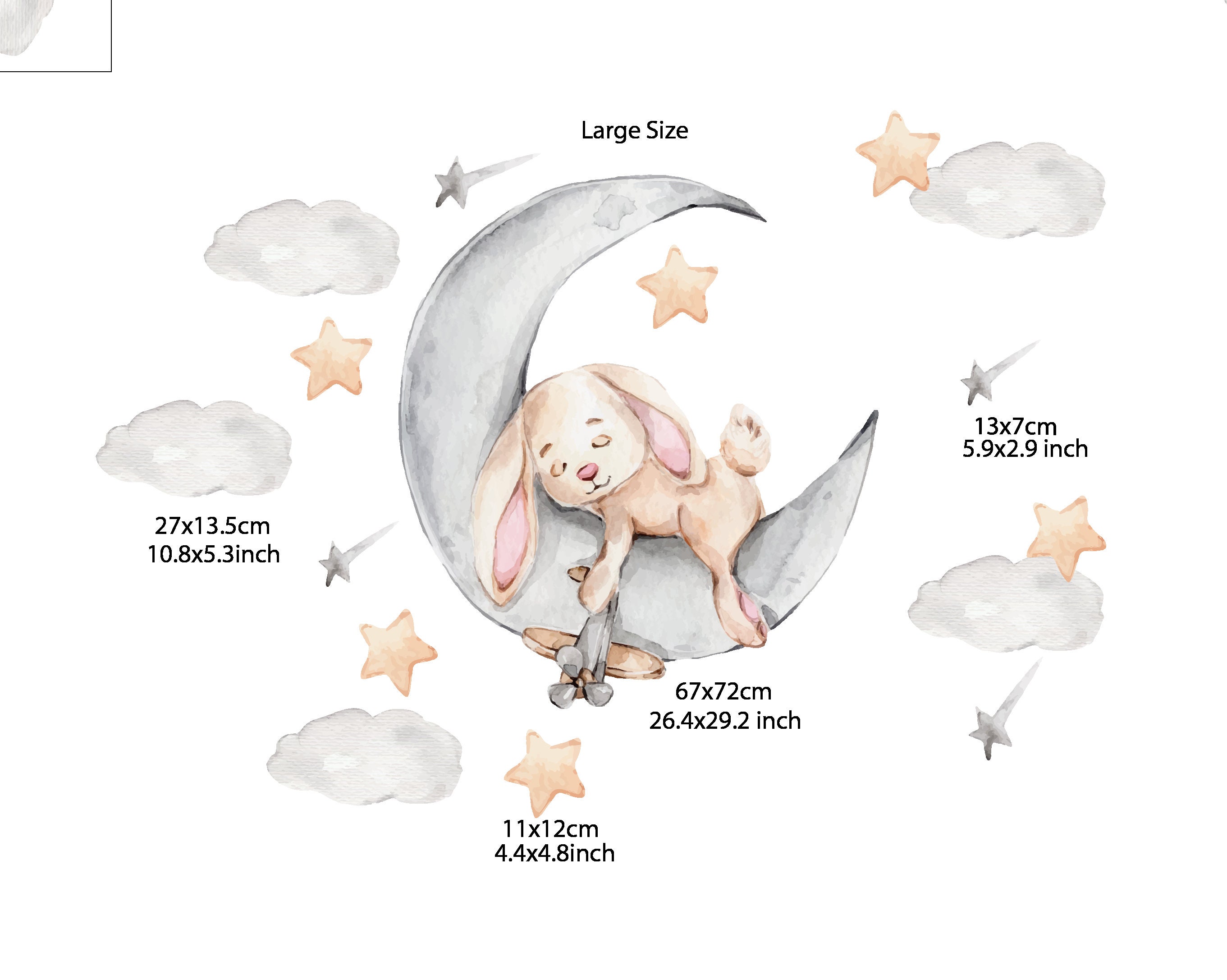 Bunny on the Moon Nursery Wall Decal Bunny Wall Decal Forest - Etsy