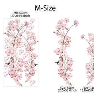Large Sakura Wall Decals, Cherry Blossom Wall Stickers, Pastel Pink ...