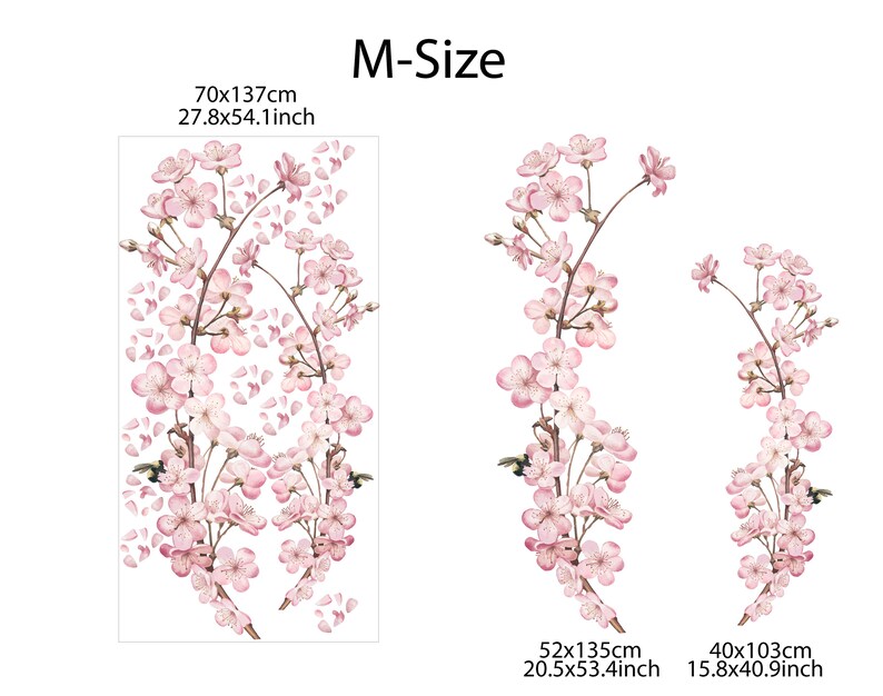 Large Sakura Wall Decals Cherry Blossom Wall Stickers Pastel - Etsy
