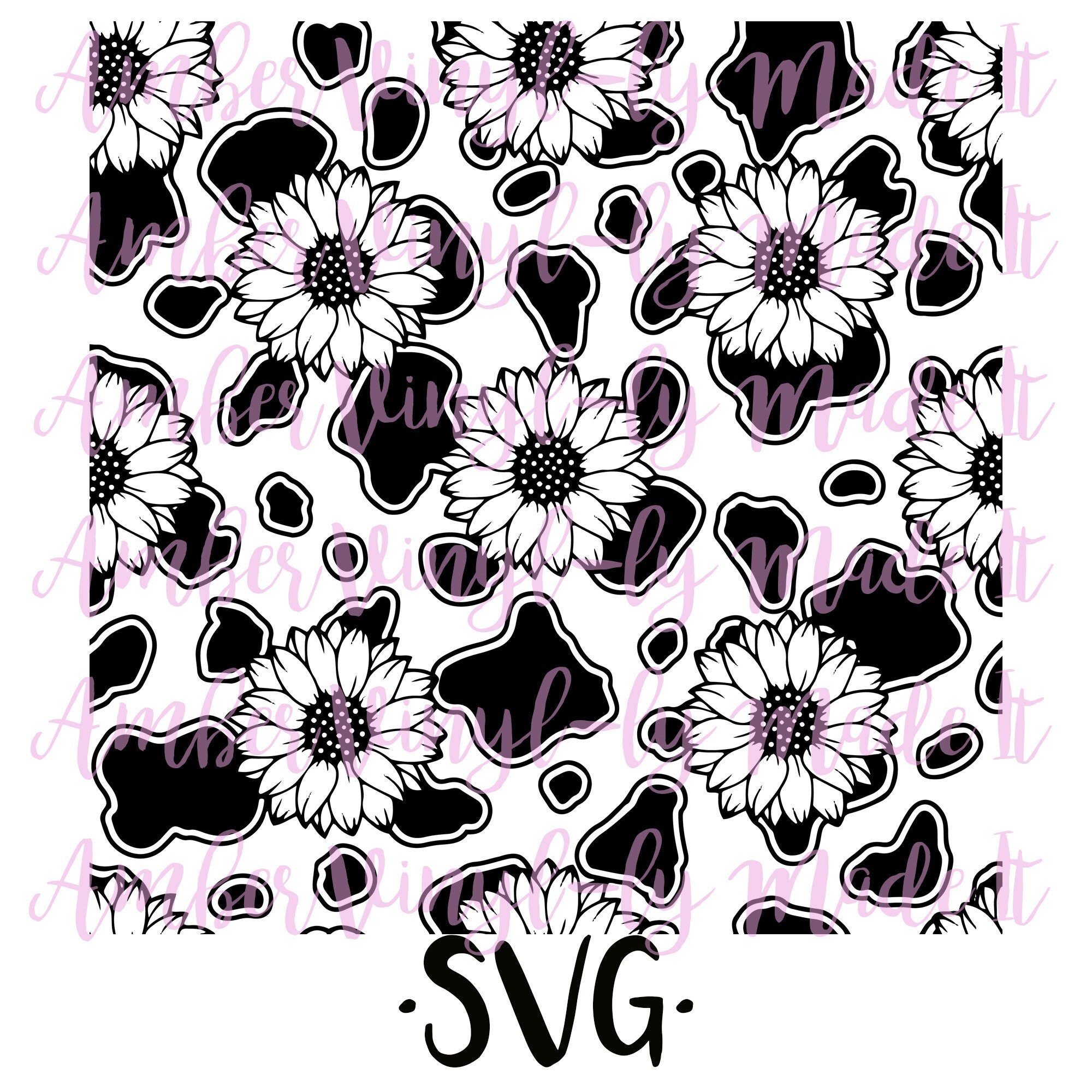 Cow Print & Sunflowers Seamless Burst Digital File SVG - Etsy