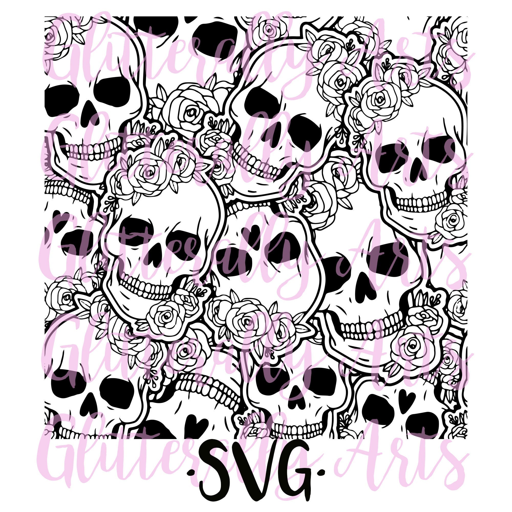 Skull & Roses Seamless Burst Digital File SVG - Etsy