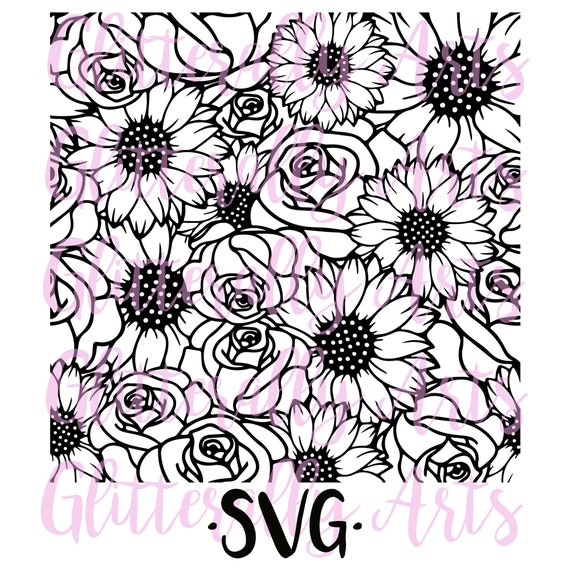 Sunflowers & Roses Seamless Burst Digital File SVG - Etsy