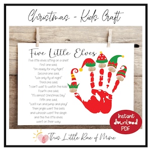 Five Little Elves - Christmas - Elf Shelf - Poem - Handprint Art ...