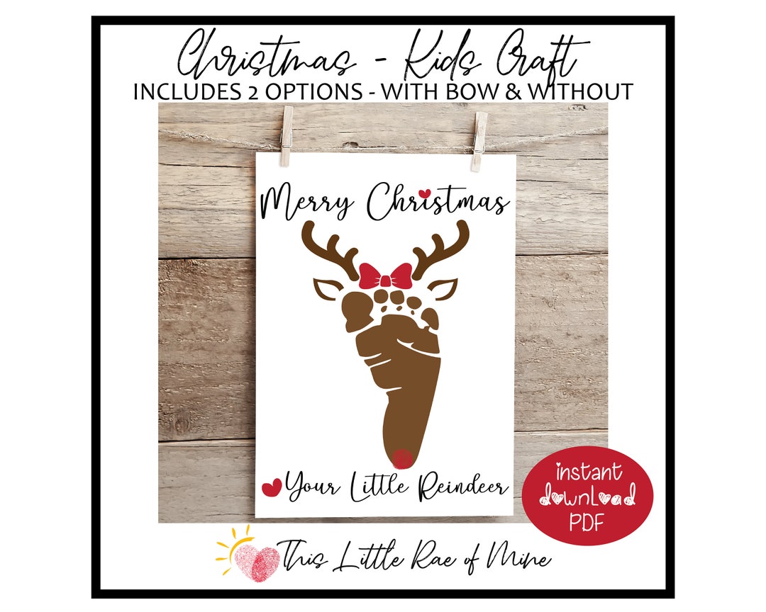 Little Reindeer - Footprint - Merry Christmas - Handprint Art ...