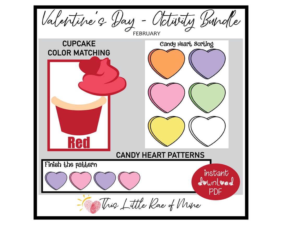 Valentine's Day Activity - Color - Sorting - Patterns - Matching Game ...