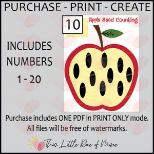 Apple Seed - Counting Mat - Numbers 1-20 - Autumn - Fall - Printable ...