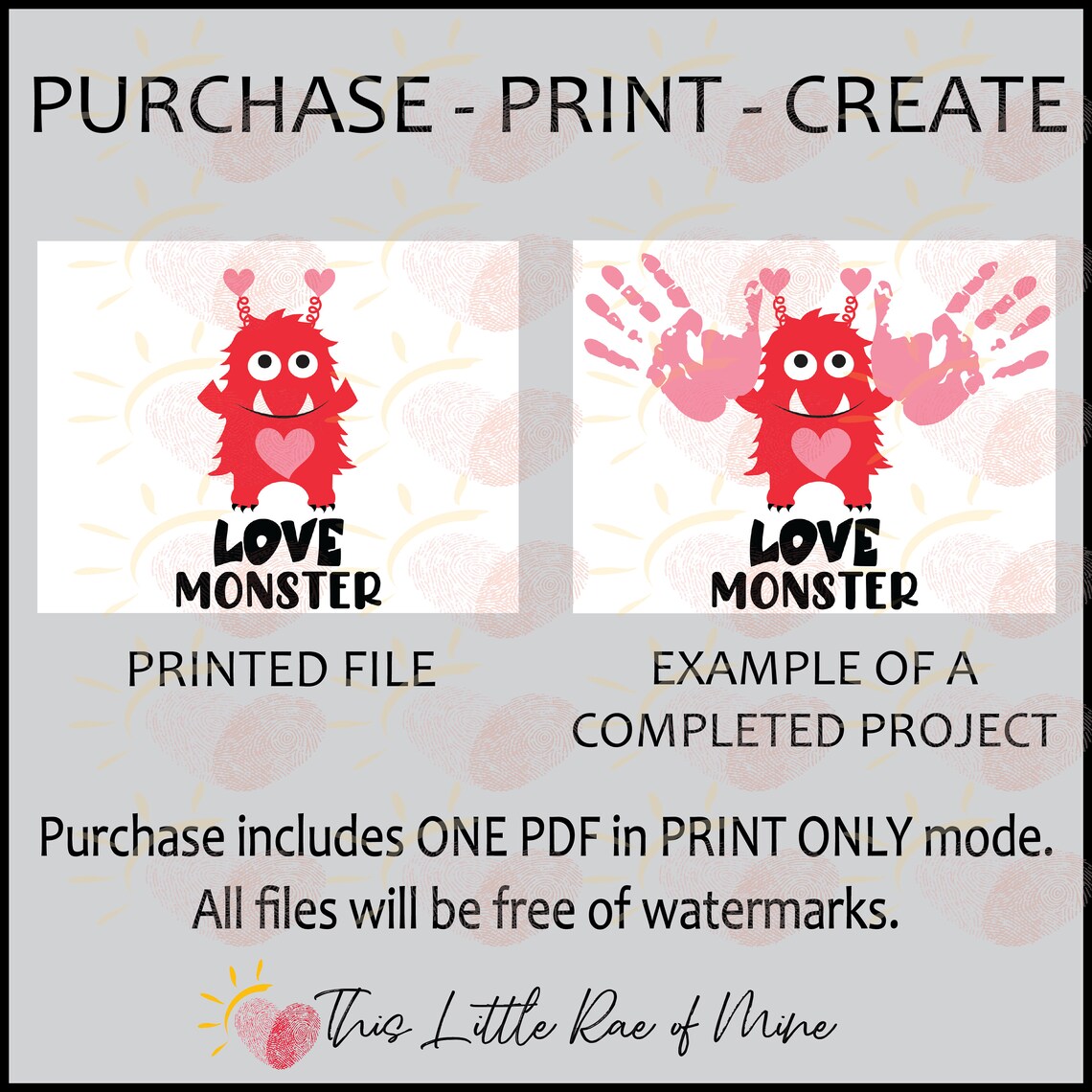 Love Monster Valentine's Day Printable Handprint Art - Etsy