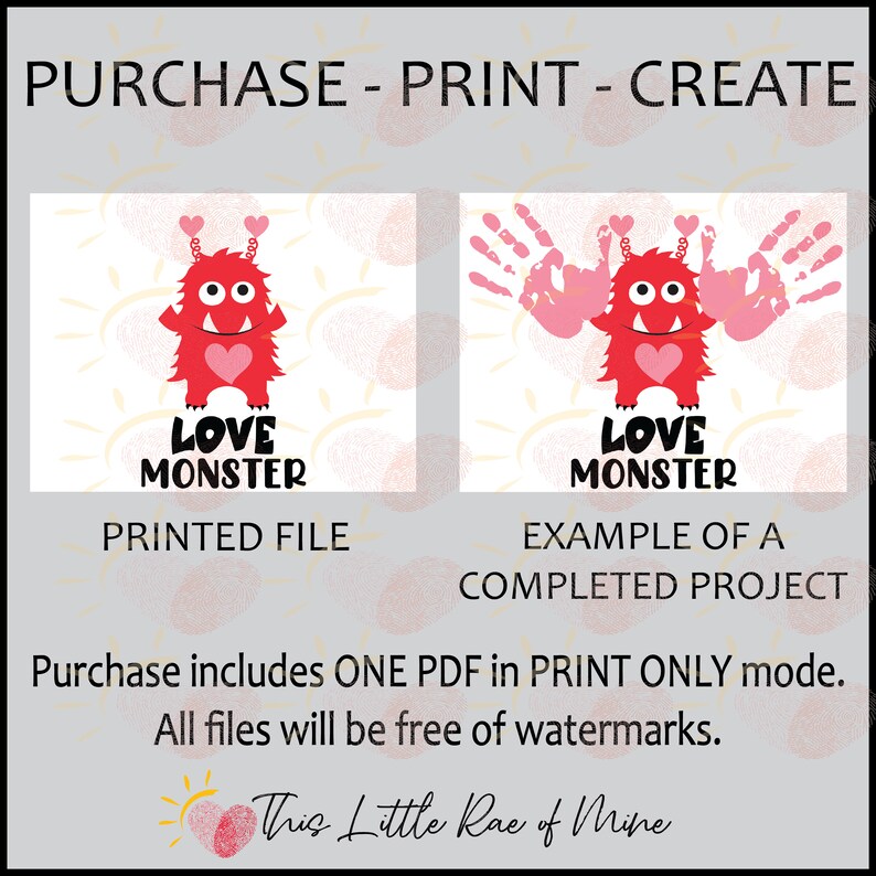 Love Monster Valentine's Day Printable Handprint Art - Etsy