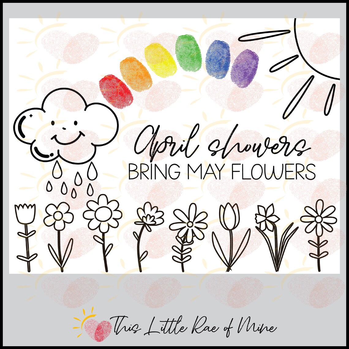 April Showers Bring May Flowers - Rainbow - Fingerprint Art - Keepsake ...