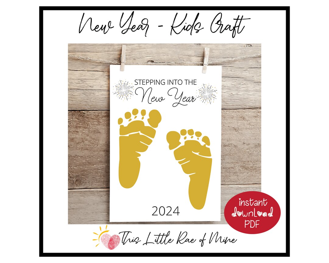 Happy New Year Stepping Into 2024 Footprint Handprint Art Keepsake ...