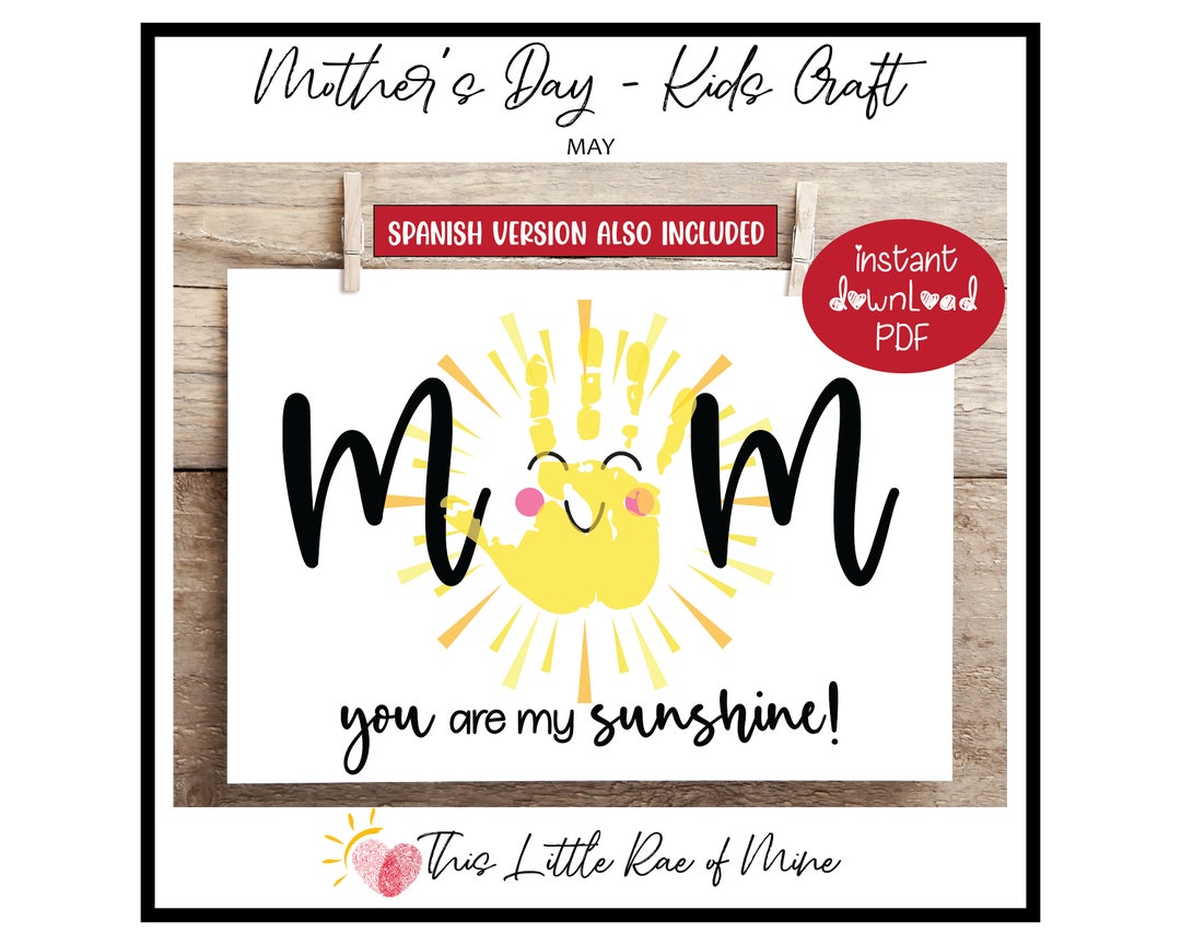 Mom - You Are My Sunshine - Handprint Art - Gift for Mom - Printable ...