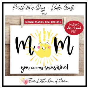 Mom - You Are My Sunshine - Handprint Art - Gift for Mom - Printable ...