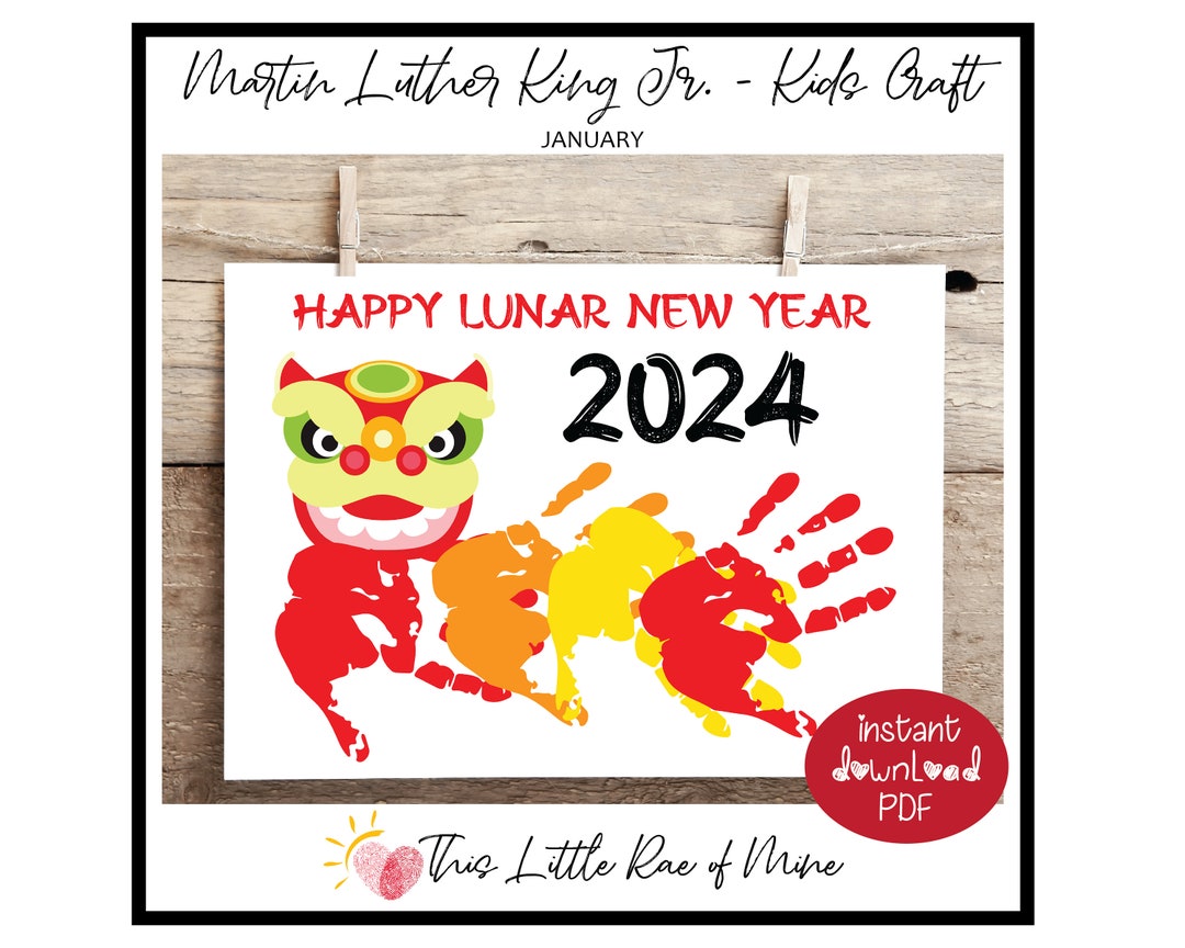 Lunar New Year Chinese New Year Dragon Handprint Art Printable DIY Kid ...