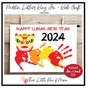 Lunar New Year Chinese New Year Dragon Handprint Art Printable DIY Kid ...