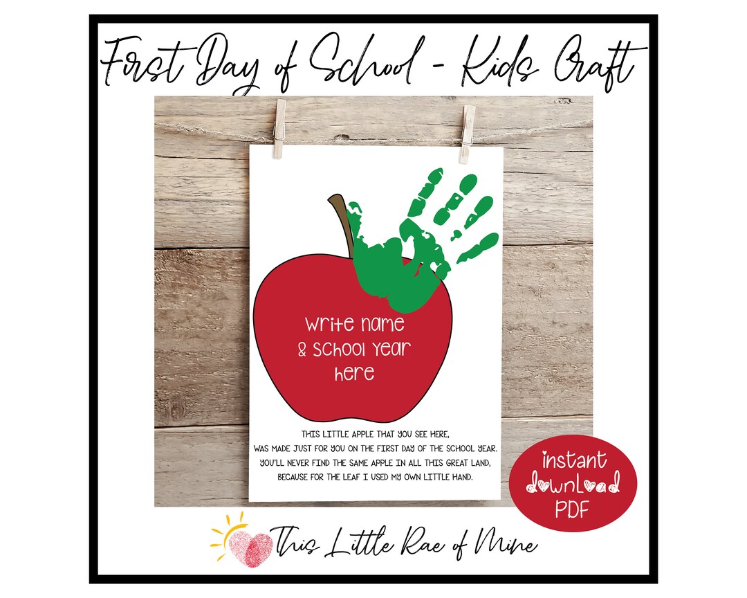 Little Apple - First Day of School – Handprint Art - Printable ...