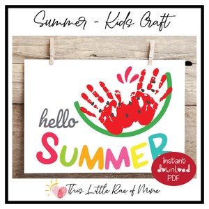 Hello Summer - Watermelon - Handprint Art - Printable - Summer ...