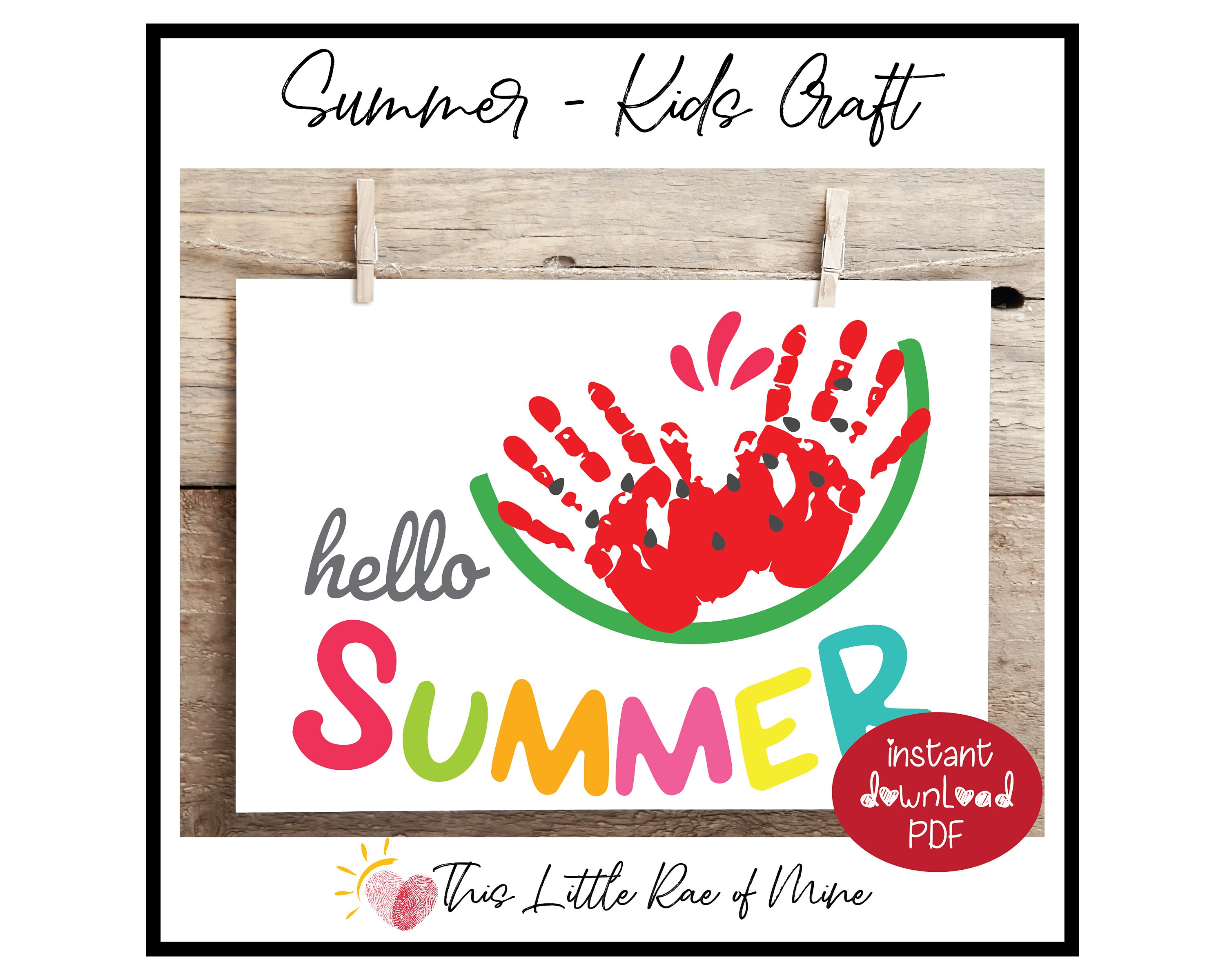 Hello Summer Watermelon Handprint Art Printable Summer - Etsy