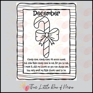December Candy Cane - Fingerprint Art Keepsake - Printable DIY Kid ...