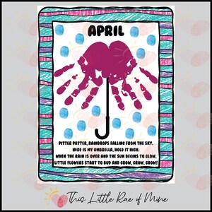 April - Umbrella - Handprint Art Keepsake - Printable - DIY Kid Craft ...