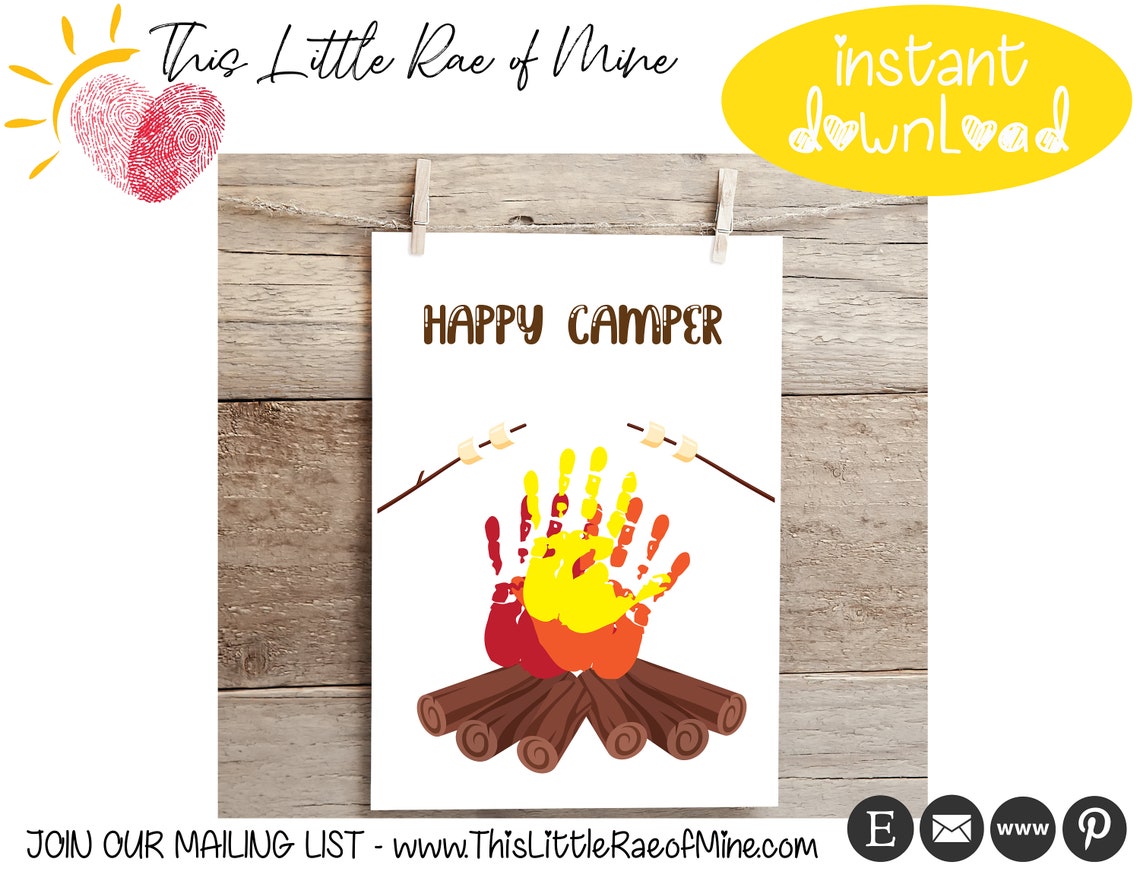 Happy Camper Camping Campfire Summer Handprint Art | Etsy
