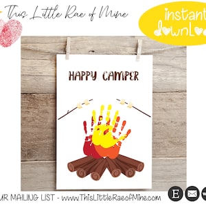 Happy Camper Camping Campfire Summer Handprint Art | Etsy