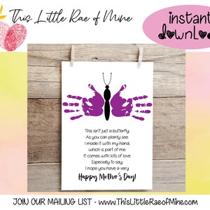 Butterfly Mother's Day Handprint Art Gift - Etsy
