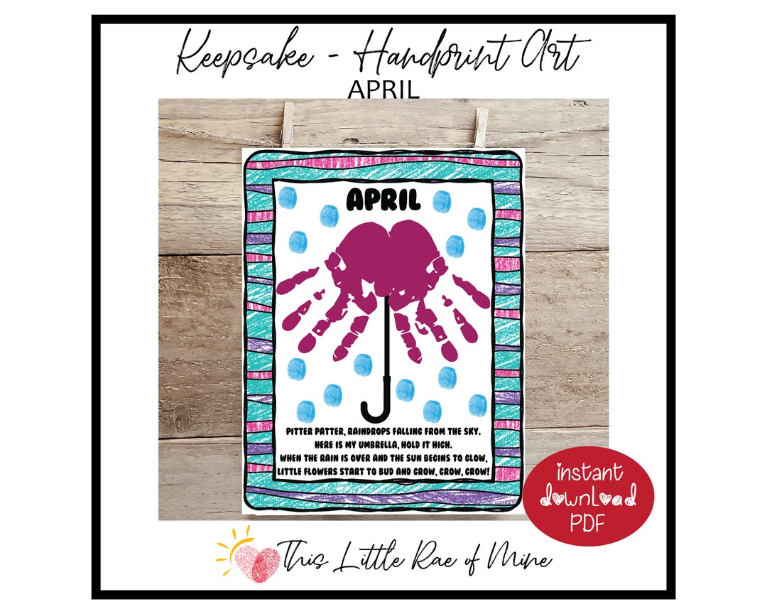 April - Umbrella - Handprint Art Keepsake - Printable - DIY Kid Craft ...