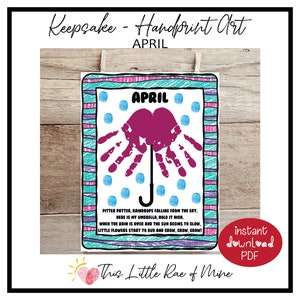 April - Umbrella - Handprint Art Keepsake - Printable - DIY Kid Craft ...