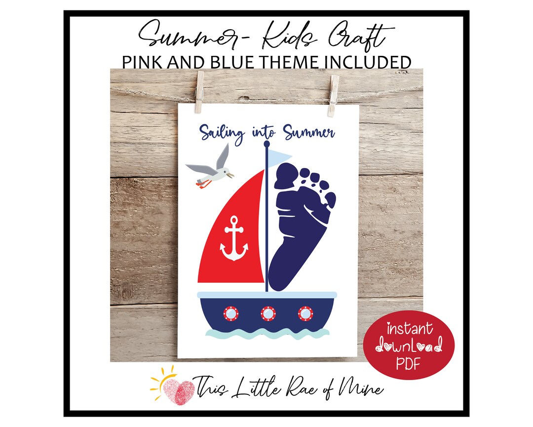 Sailing Into Summer - Sail Boat - Footprint - Handprint Art - Keepsake ...