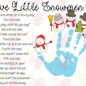 Five Little Snowmen Christmas Snow Day Poem Handprint - Etsy