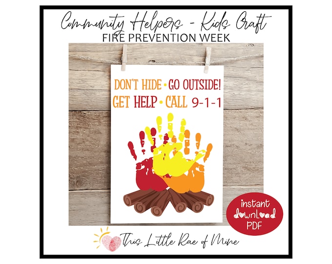 Fire Handprint - Don't Hide Go Outside Get Help Call 9-1-1 - Fire ...