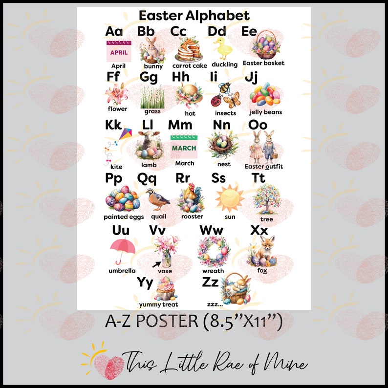 Easter - Abc's - Alphabet Poster and Cards - Printable Classroom Decor ...