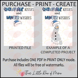 Snowflake Kisses Winter Wishes Snowman Christmas Footprint Handprint ...