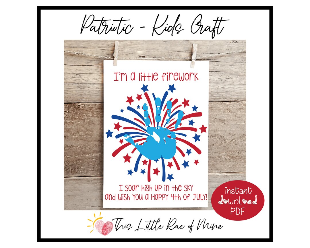 Little Firework - USA - Patriotic - 4th of July - Printable - Handprint ...
