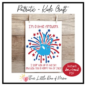 Little Firework - USA - Patriotic - 4th of July - Printable - Handprint ...
