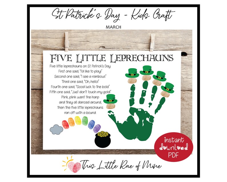 Five Little Leprechauns - St Patrick's Day - Rainbow - Pot of Gold ...
