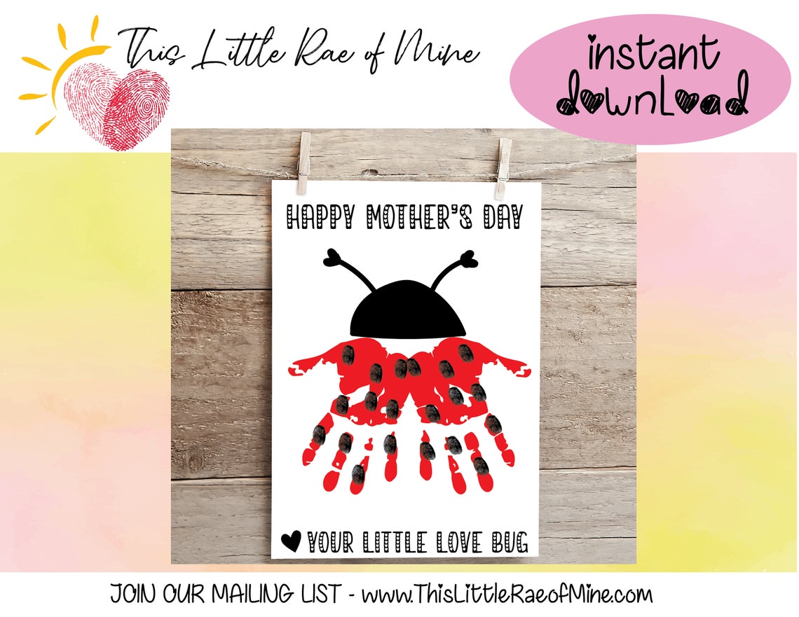 Love Bug Mother's Day Handprint Art Gift Printable | Etsy