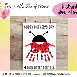 Love Bug Mother's Day Handprint Art Gift Printable | Etsy