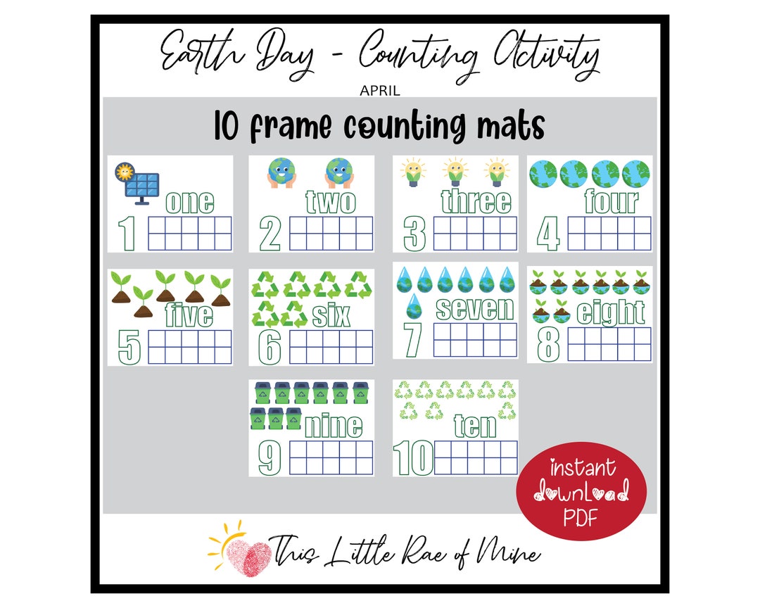 Earth Day - 10 Frame - Play Dough Counting Mat - Printable - Math ...