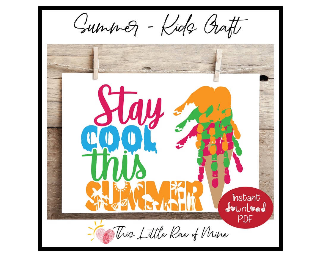 Stay Cool This Summer - Ice Cream Cone - Handprint Art - Printable ...