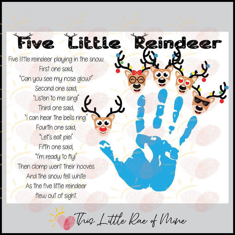 Five Little Reindeer - Christmas - Rudolph - Poem - Handprint Art ...