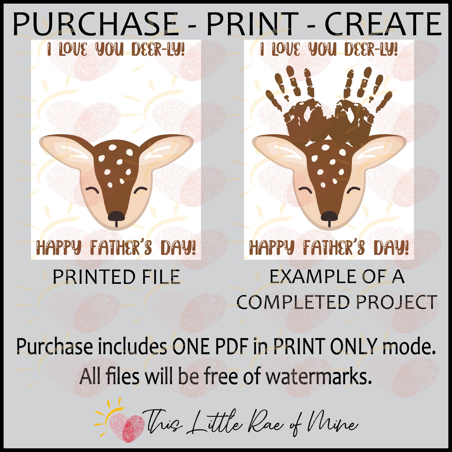 Love You Deer-ly - Deer - Father's Day - Handprint Art - Printable ...