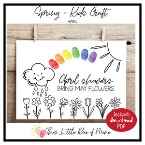 April Showers Bring May Flowers - Rainbow - Fingerprint Art - Keepsake ...