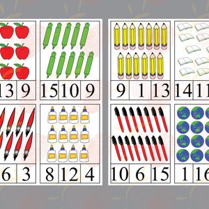 Back to School - Counting Clip Cards - Numbers 1-20 - Fall - Printable ...